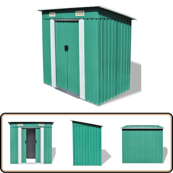 vidaXL groene metalen tuinschuur - 190x124x181 cm Metalen Berging ...