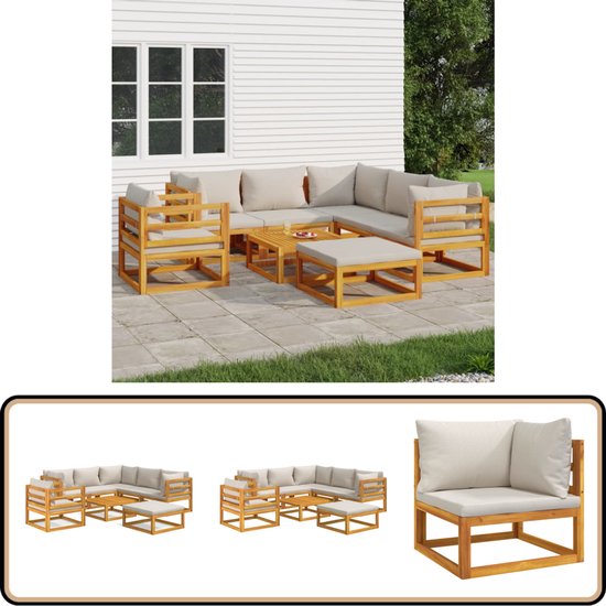 vidaXL Loungeset - 8-delig - Massief hout - Lichtgrijs Tuinsets ...
