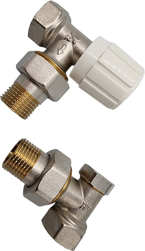 Radiatorconnect manuele radiatorkraan + voetventiel 1/2" x 1/2" haaks. | bol