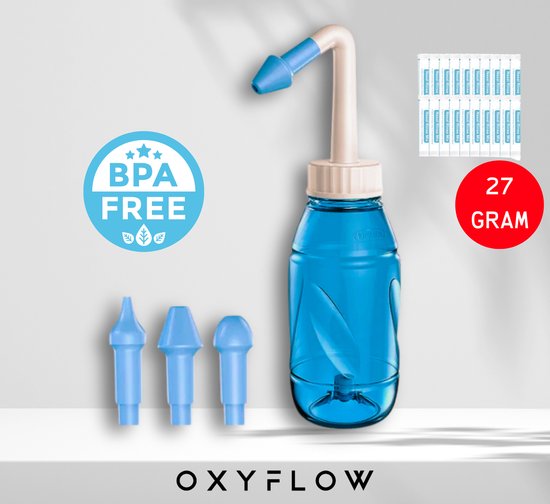 OxyFlow Neusdouche set - Incl. 27 gram spoelzout - Neusreiniger voor ...