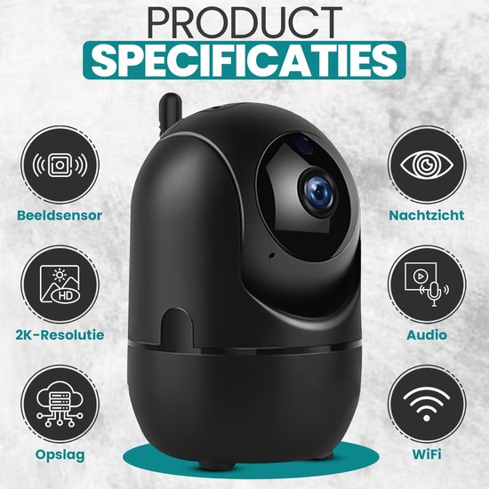 1080p Huisdiercamera met App - Zwart - Beveiligingscamera ...