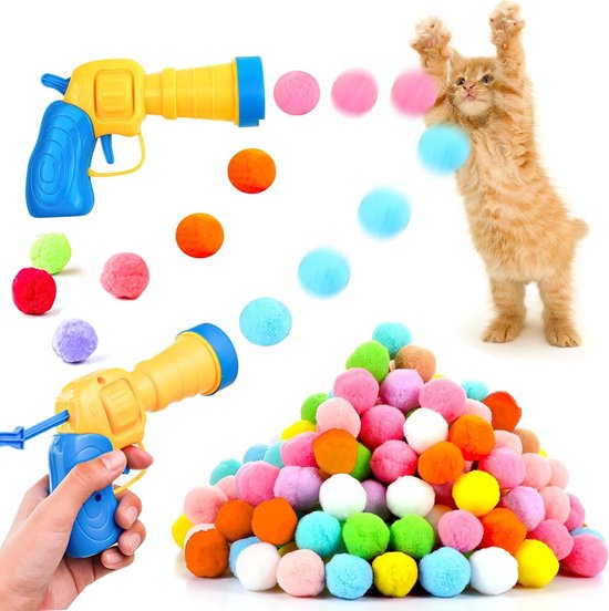 100 ballen kattenbal launcher pluche bal interactief kattenspeelgoed ...