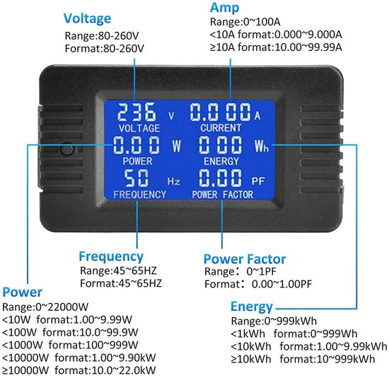 PEACEFAIR PZEM-022 AC Digitaal multifunctioneel meetapparaat - spanning ...