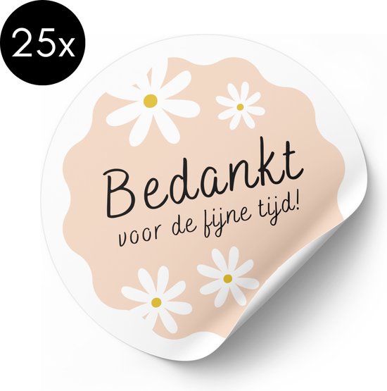 Sticker Bedankt Daisy/Madeliefje - 50 mm - Sticker Bedankt voor de fijne tijd -... | bol