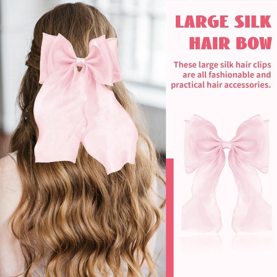 Zijdeachtige haarclip met strik voor dames en meisjes - Elegante ...