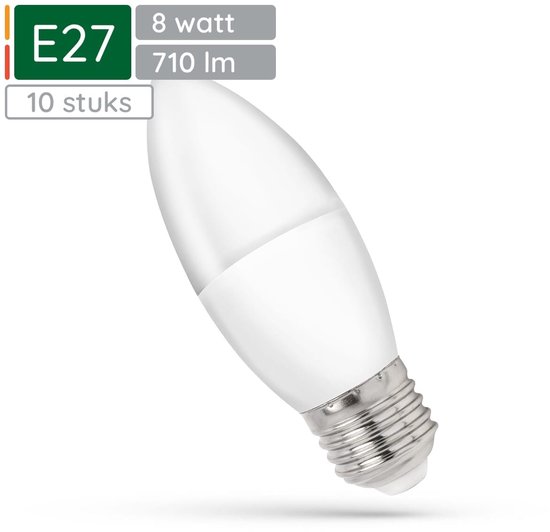 Spectrum LED Kaarslamp E27 8W - 230V - 710 Lumen - 3000K Warm wit - Gezellig licht -... | bol
