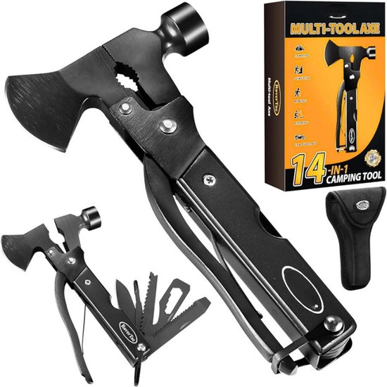 14-in-1 Multigereedschap Bijl – Compleet Kampeergereedschap Met Mes, Hamer, Tang, Zaag... | bol