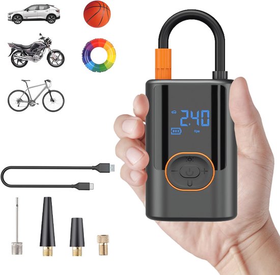 Mini Draagbare Elektrische Luchtpomp tot 150 PSI - Digitale Fietspomp met LED Licht... | bol
