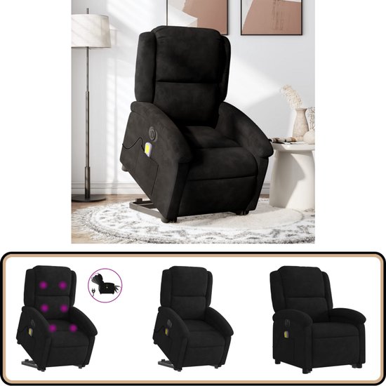 vidaXL Sta-op-massagestoel - Elektrisch - Fluweel - Zwart Elektrische ...