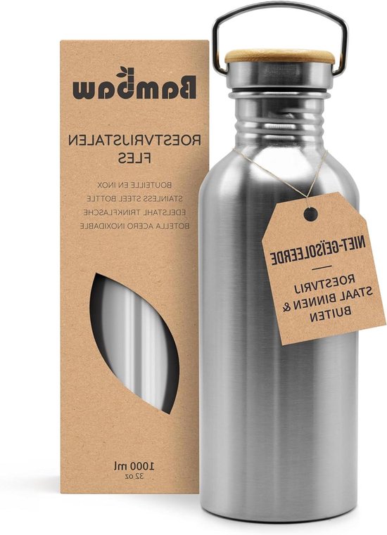 Metalen Waterfles - Duurzaam en Plasticvrij - 1 Liter | bol