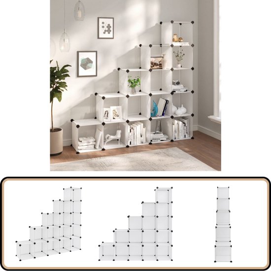 vidaXL Opbergmeubel 15 vakken transparant Opbergrek - Plastic Opbergbox ...
