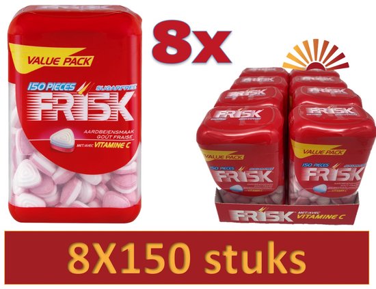 FRISK BOTTLE XL AARDBEI 150ST - 8x IN DISPLAY | bol