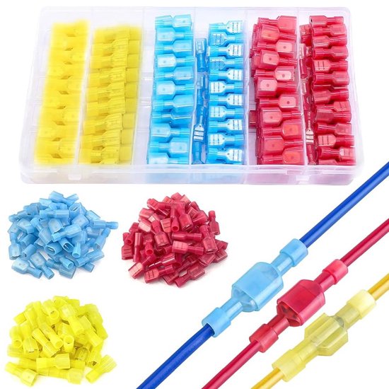 200 Pcs Insulated Flat Cable Lugs Electrical Connectors Male and Female ...