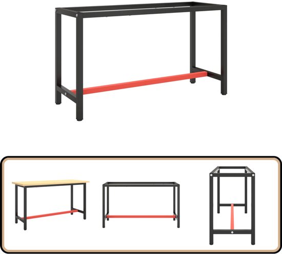 vidaXL Werkbankframe - 140x50x79 cm - Metaal - Zwart/Rood Werkbank ...