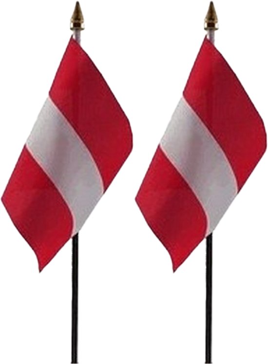 Oostenrijk - 2x - mini vlaggetje van 10 x 15 cm op stokje - Landen vlag ...