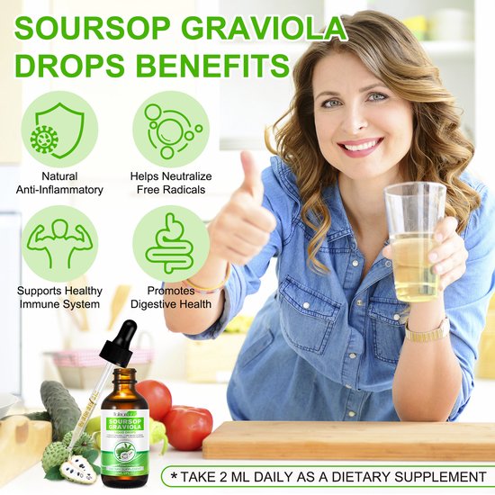 Soursop Zuurzak druppels - celherstel en immuunsysteem - 60ml | bol