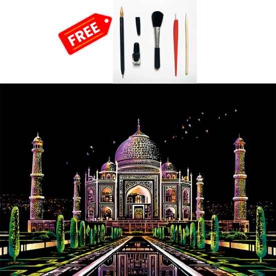 Scratch Art voor Volwassenen en Kinderen | Taj Mahal Colorful City ...