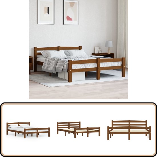 vidaXL Bedframe - Massief Grenenhout - 120x200 cm Houten Bed Frame ...