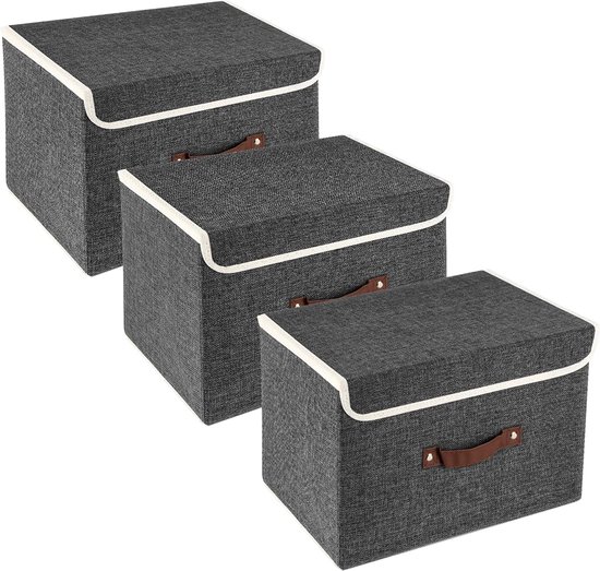 JGS ® 3 stuks opvouwbare opbergdozen met deksel, opbergdozen met deksel ...