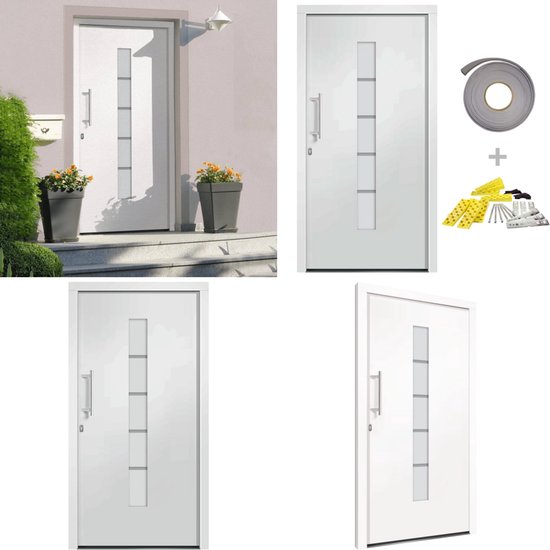 vidaXL Voordeur 100x200 cm aluminium en PVC wit - Toegangsdeur ...