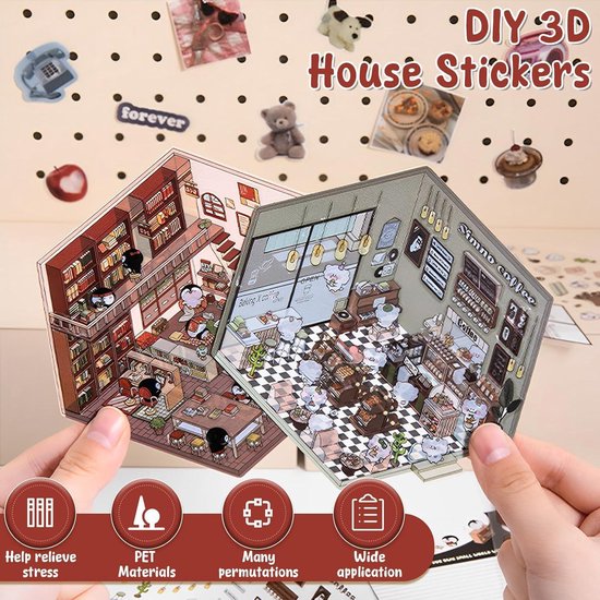8 Sets 3D Sticker Scène Huis Stickertherapie Diy Stickers Set Voor Diy ...