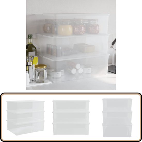 vidaXL Opbergboxen - 3 stuks - Kunststof - 25L - Stapelbaar Opbergdozen ...