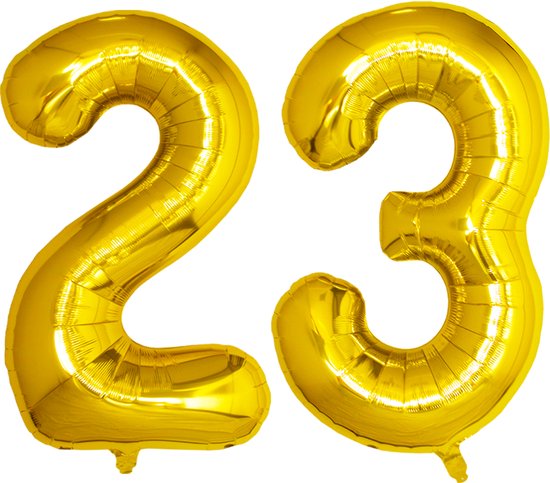 Folie Ballon Cijfer 23 Jaar Goud Verjaardag Versiering Helium Cijfer ...