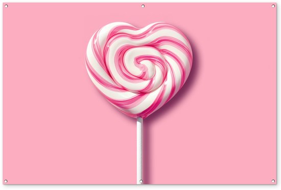 Tuinposter 180x120 cm - Tuindecoratie Snoep - Lolly - Hart- Roze ...