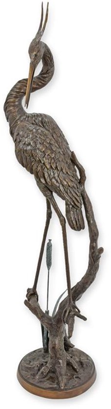 Bronzen beeld - reiger fontijn - sculptuur - 133 cm hoog | bol