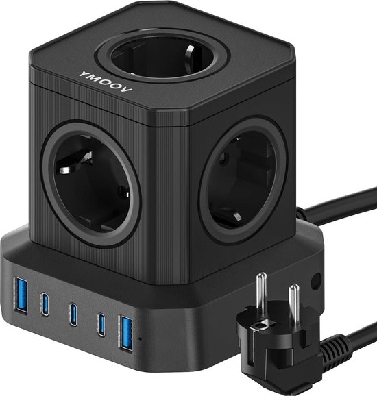 65W-snel-opladen USB stekkerdoos- 10-voudige stekkerdoos met schakelaar ...