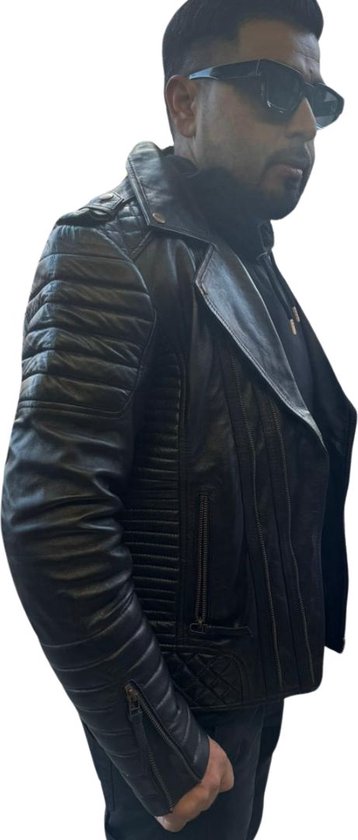 GILL'S Hawk Heren Leren Jas - 100% Lamsleren Bikerjack - Zwart | bol