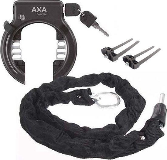 Axa Solid Plus Ringslot ART2 Zwart + Insteekketting 140 cm 5,5 mm Zwart ...