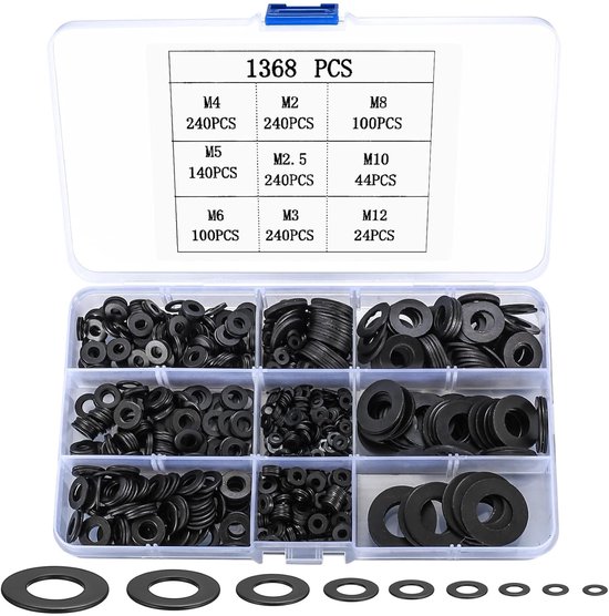 Candala Set sluitringen, 1368 stuks, sluitringen, roestvrij staal ...