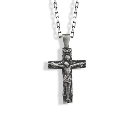 Jesus opstanding kunst op kruis ketting in verguld Oxidized 20 inches | bol