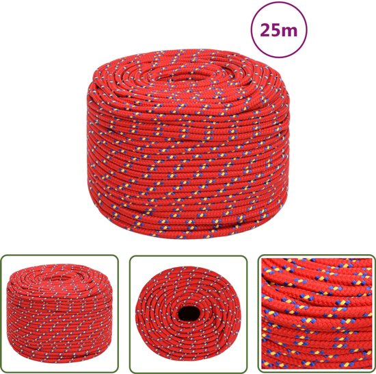 vidaXL Scheeps Touw - Boottouw - Boottouw 10 mm 25 m polypropyleen rood ...