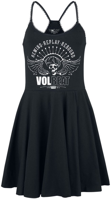 Volbeat Skull Wings Medium-lengte jurk zwart S Polyester - Band merch ...