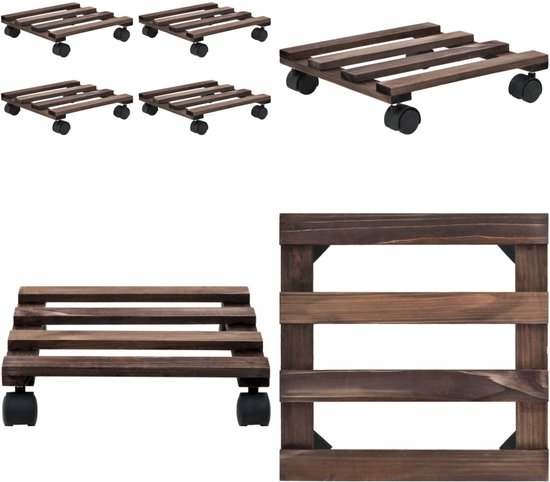 vidaXL Plantenrollers 4 st 25x25 cm cederhout - Planten Roller ...