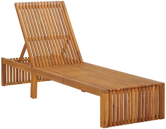 vidaXL Ligbed met kussen massief acaciahout Ligstoel - Lounge Stoel ...