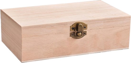 Houten Doos Met Deksel 20 x 10 x 6 cm - Onbehandeld Hout - DIY Craft ...