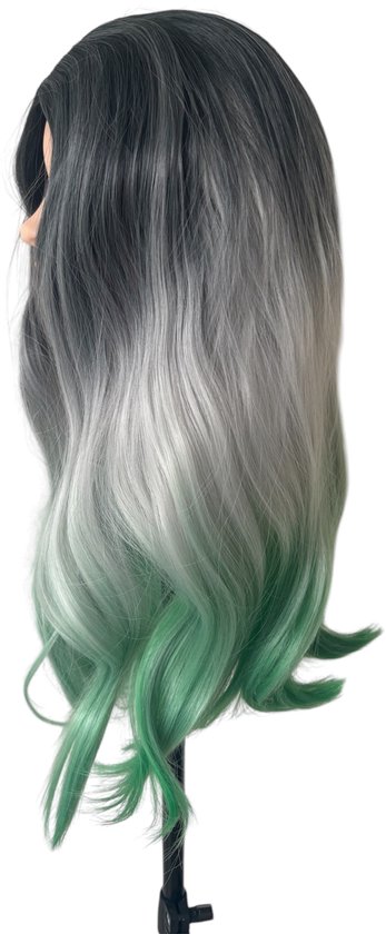 Pruik lang haar - groen - grijs - carnaval - verkleden - met gratis ...