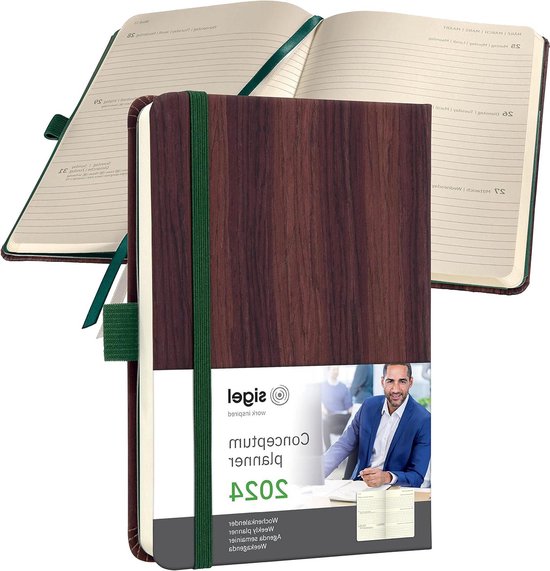 Weekkalender 2024 - Houten cover - A6 - 176 pagina's | bol