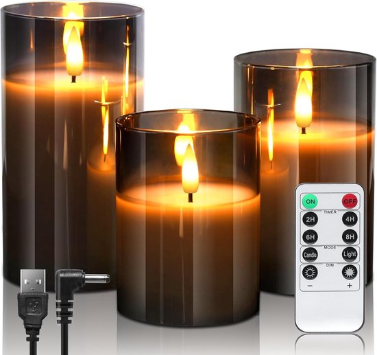 Led kaarsen oplaadbaar - Inclusief Afstandsbediening - Bewegende Vlam ...