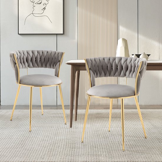 Merax Velvet Eetkamerstoelen Set van 2 met Armleuningen - Luxe Fluwelen Stoelen -... | bol