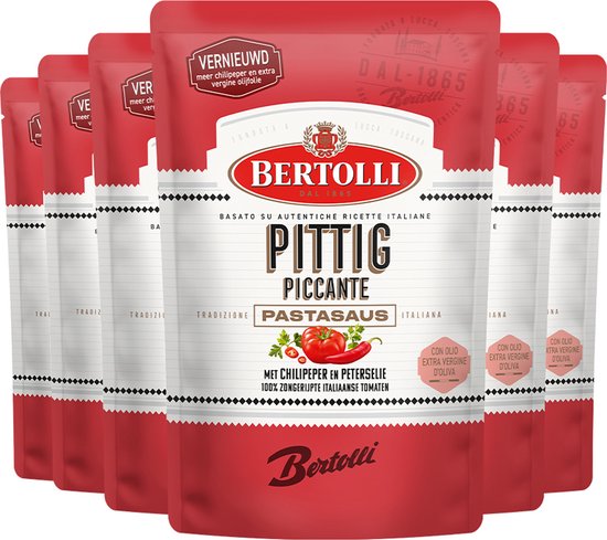 6x Bertolli Pastasaus Zak Pittig Piccante 460 gr | bol
