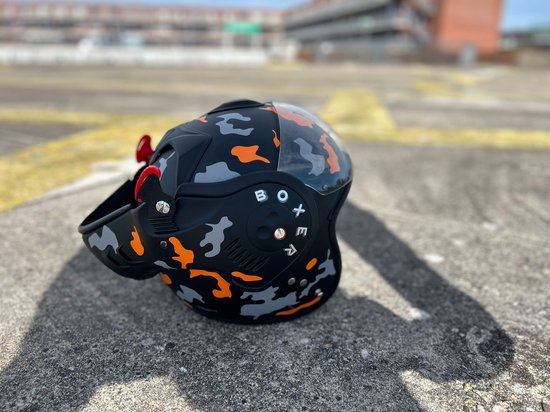 Helmstickers - Shark helm - Boxer helm - Camo - Grijs & Oranje ...