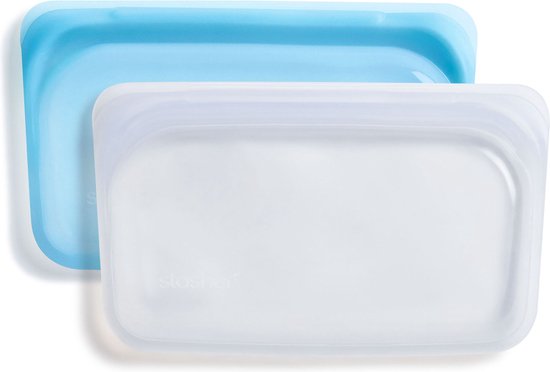 Stasher - Snack Vershoudzak 355 ml Set van 2 Stuks - Siliconen - Transparant - | bol