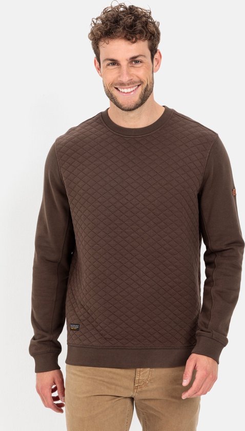 camel active Sweatshirt met ruit doorgestikt - Maat menswear-L - Bruin ...