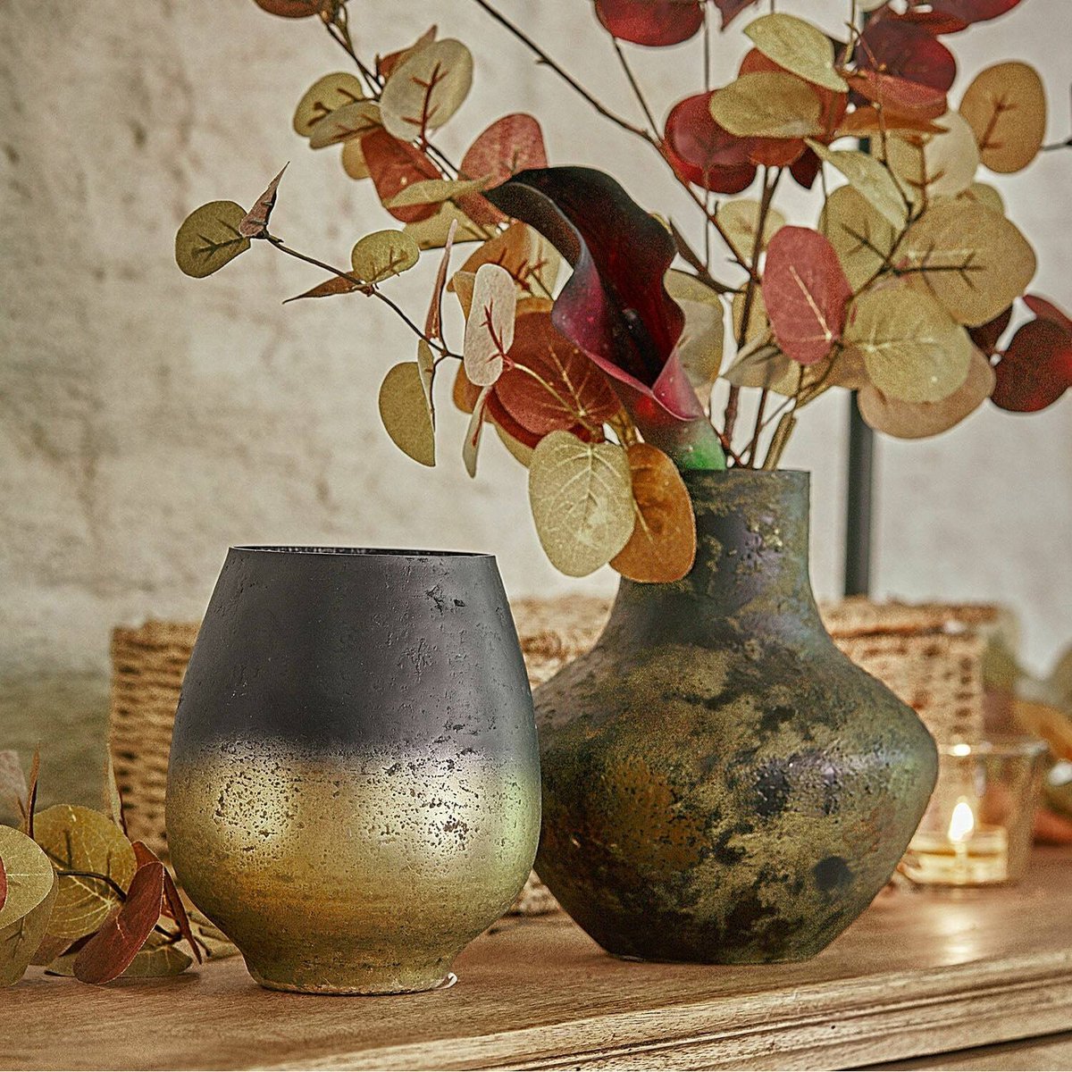 LOBERON Vaas set van 2 Ricky zwart/groen/goud | bol.com