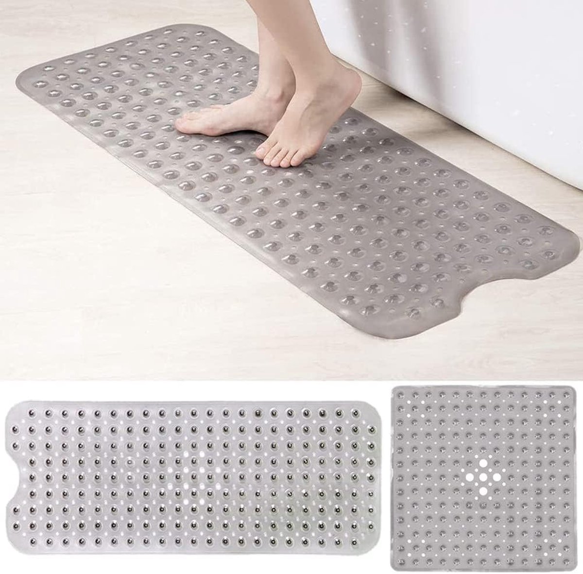 2 stuks badmat en badmat, 53 x 53 cm vierkante douchemat, 100 x 40 cm ...