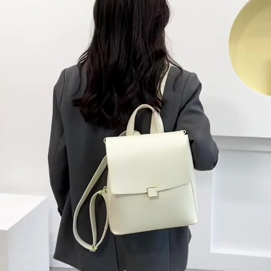 Power-8® : Wit lady mini Vegan Leder Rugtas voor Dames - Mode rugtas ...